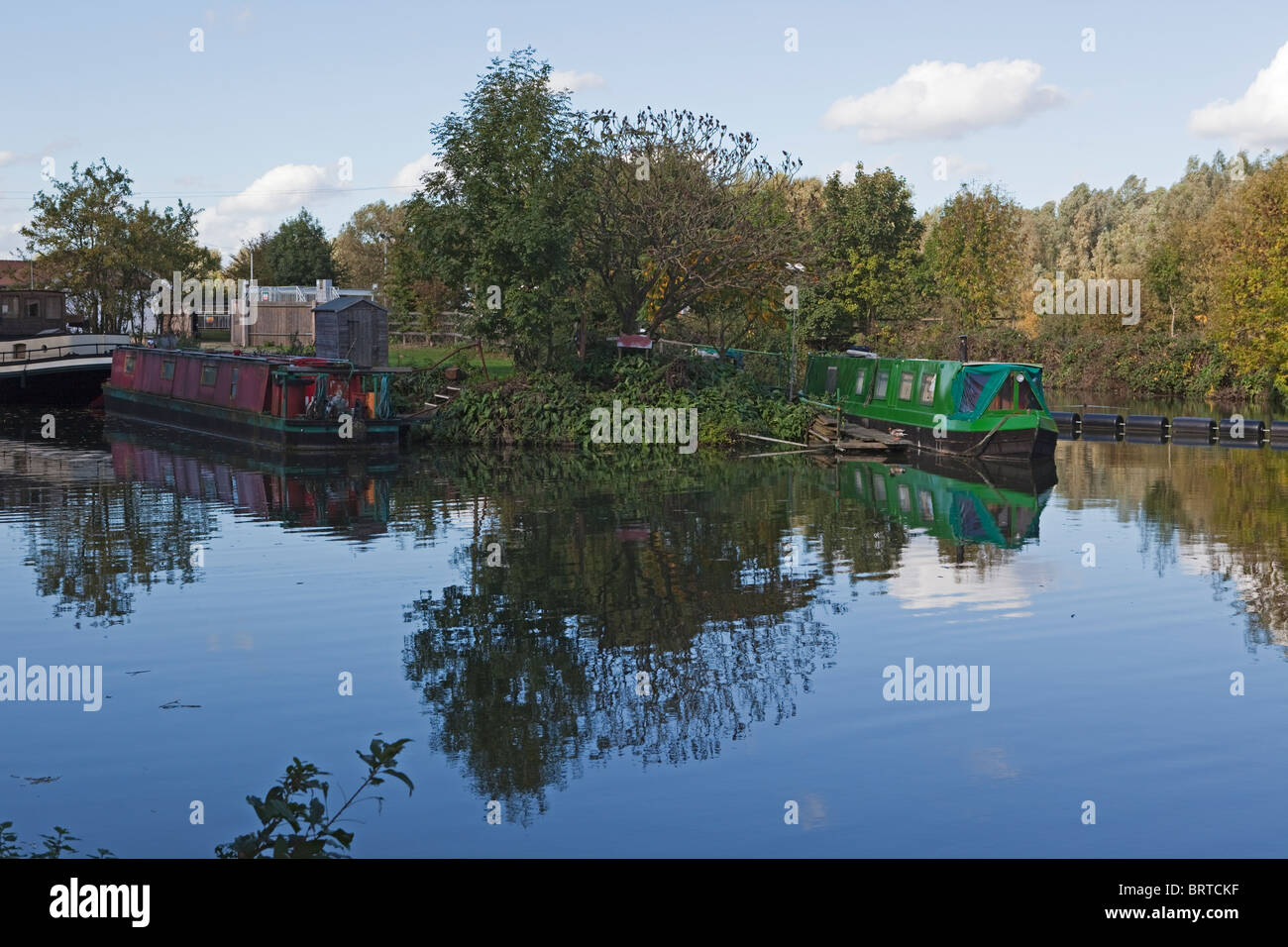 Water two moored barges hi-res stock photography and images - Alamy