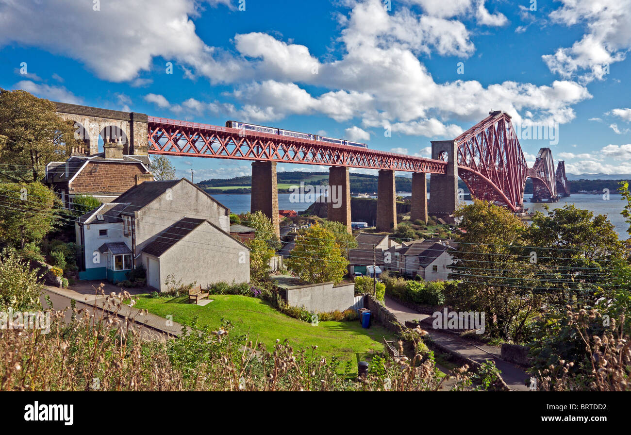 The famous Forth Rail Bridge linking North Queensferry with Queensferry ...