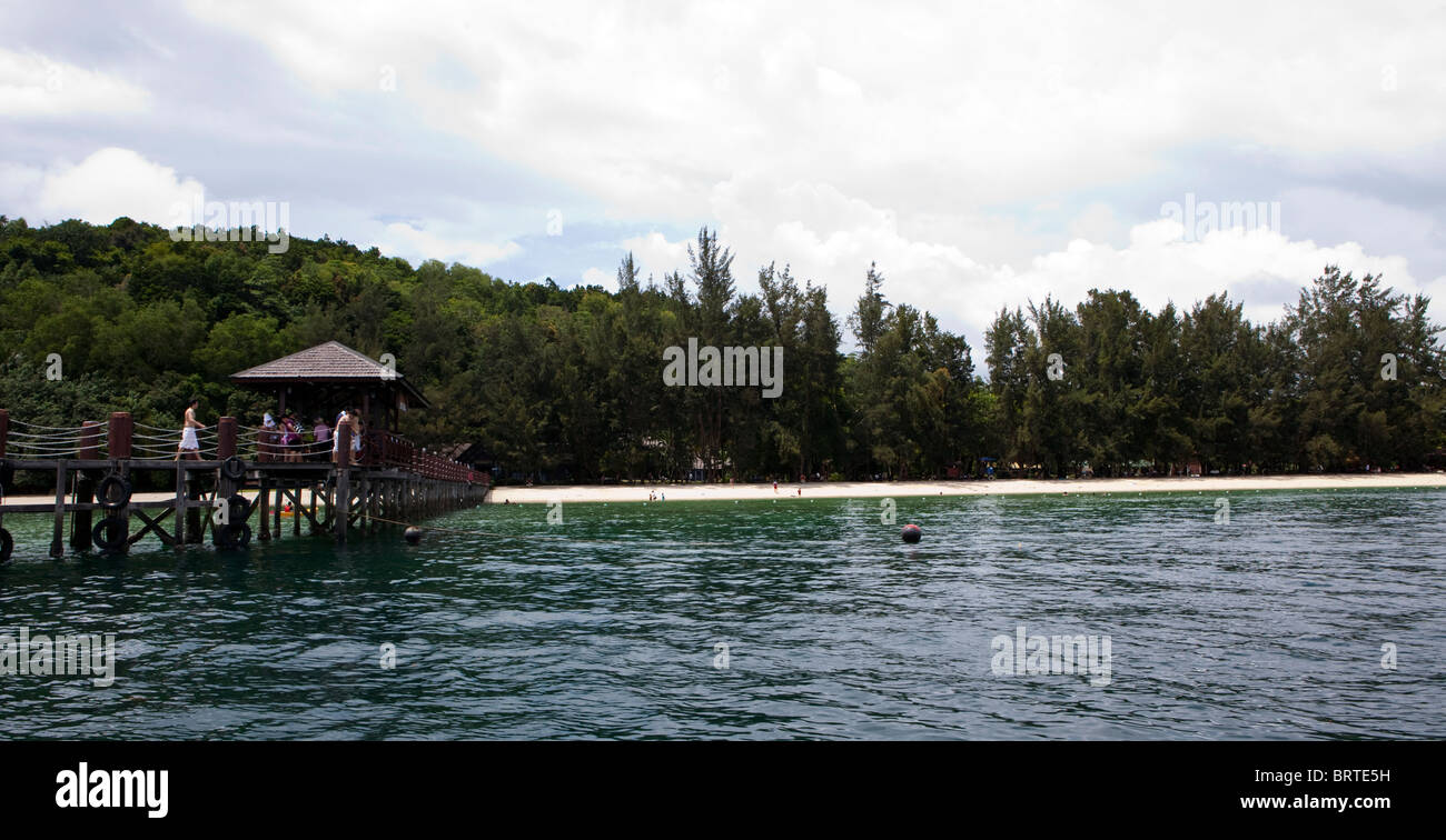 A view of the dock on Manukan Island near Kota Kinabalu in Sabah ...