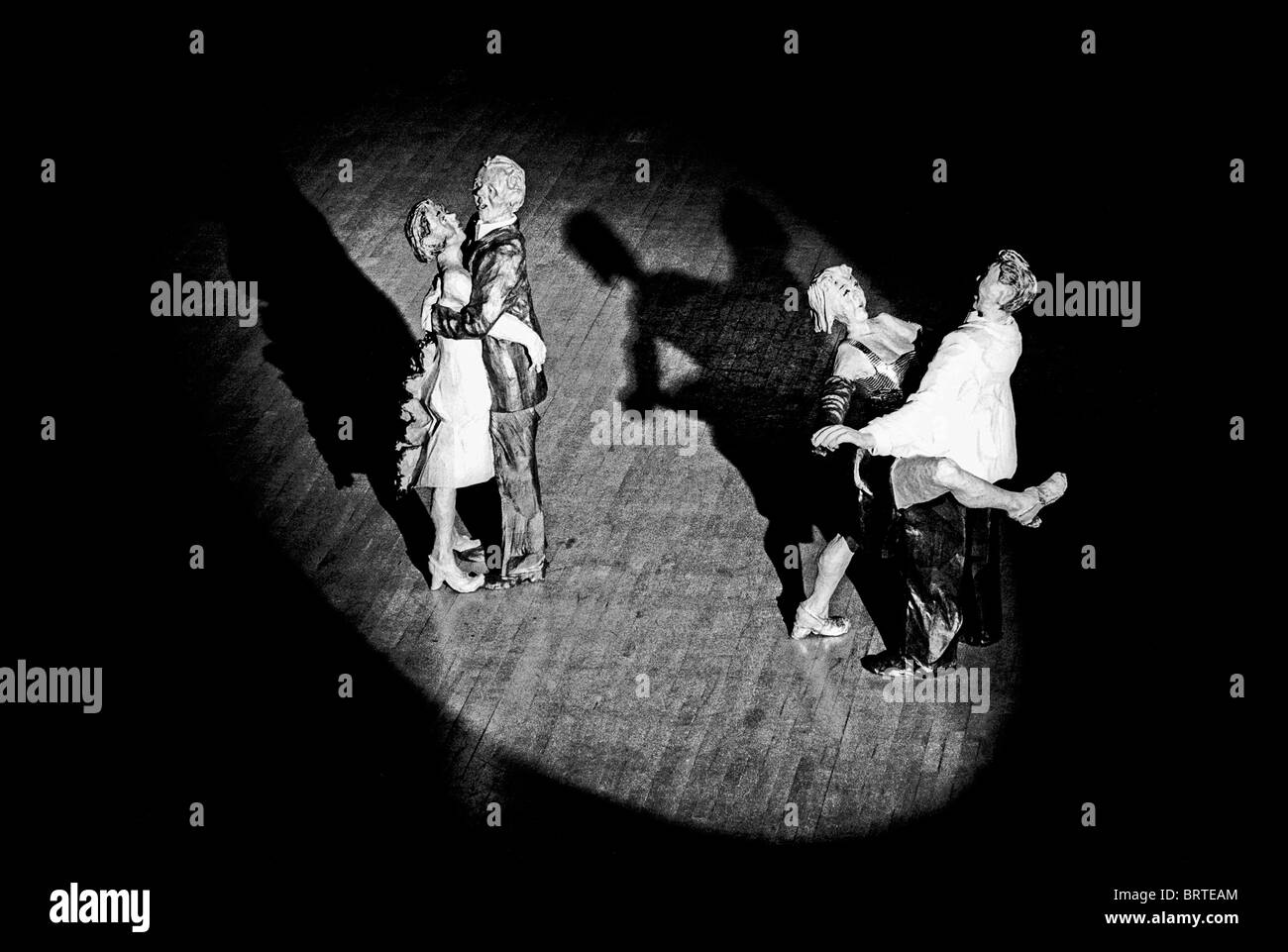 Paper people dancing-sculptures by artist Philip Cox at a ballroom ...