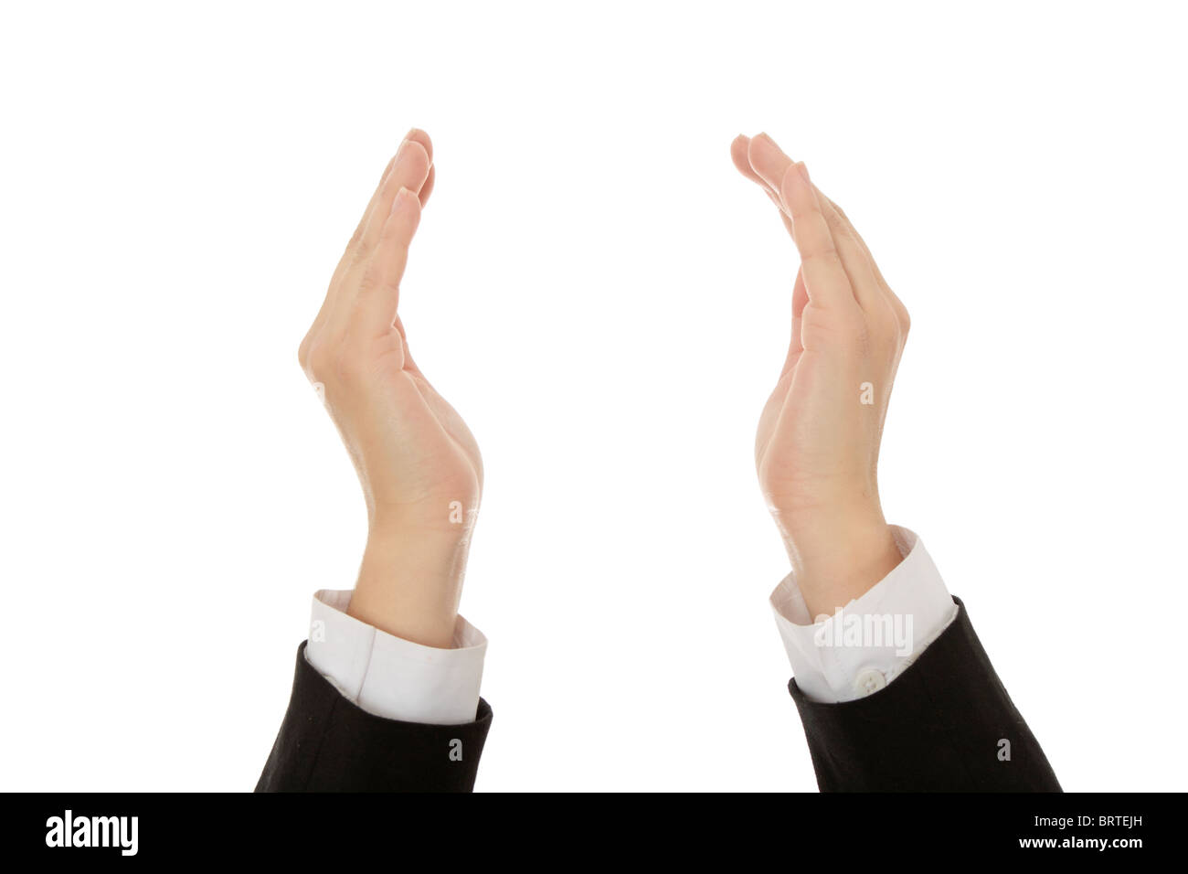 Protecting hands, isolated on white background. Space to insert your ...