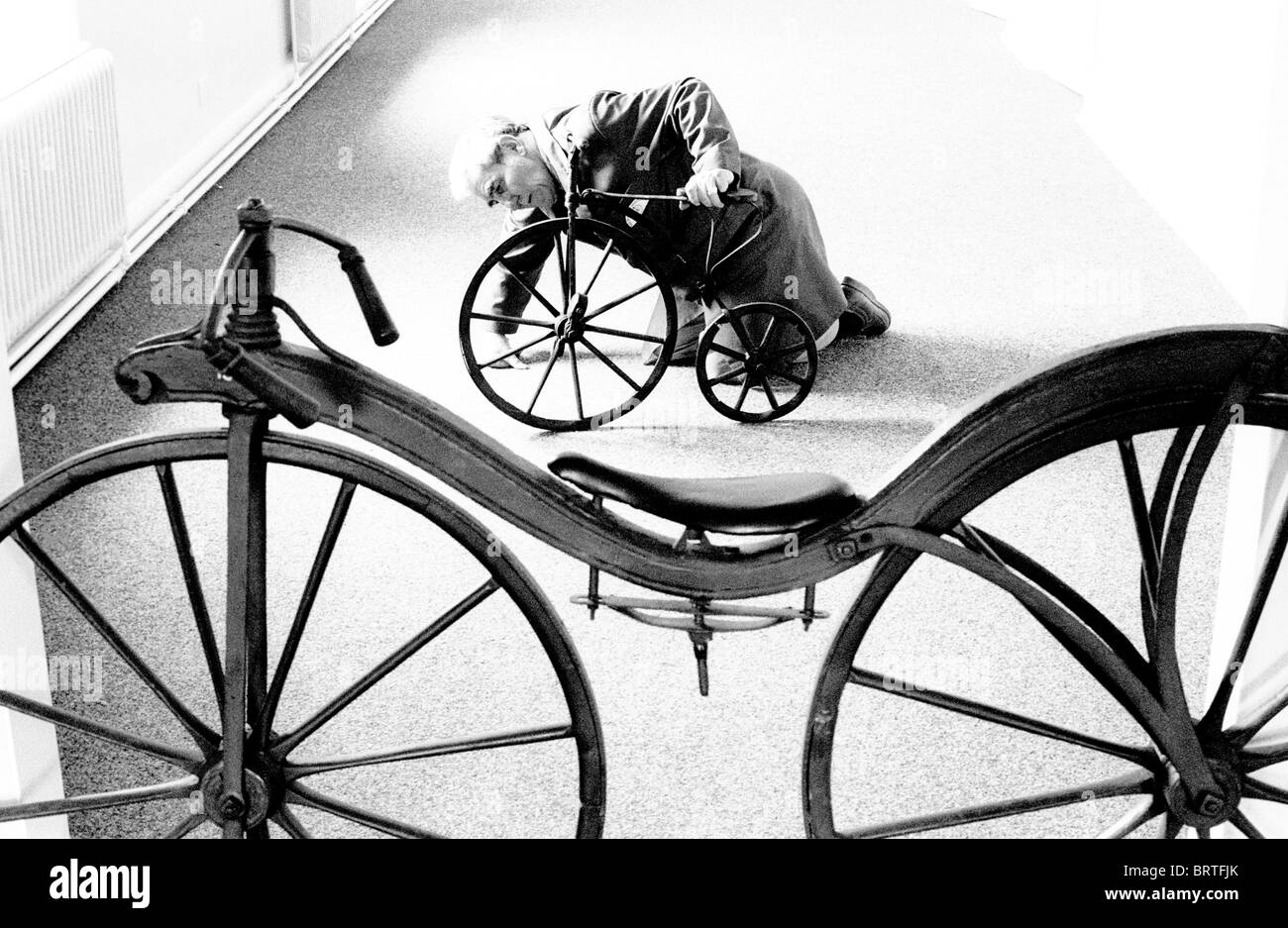 Old bicycles getting readied for display at the National Cycle Museum ...