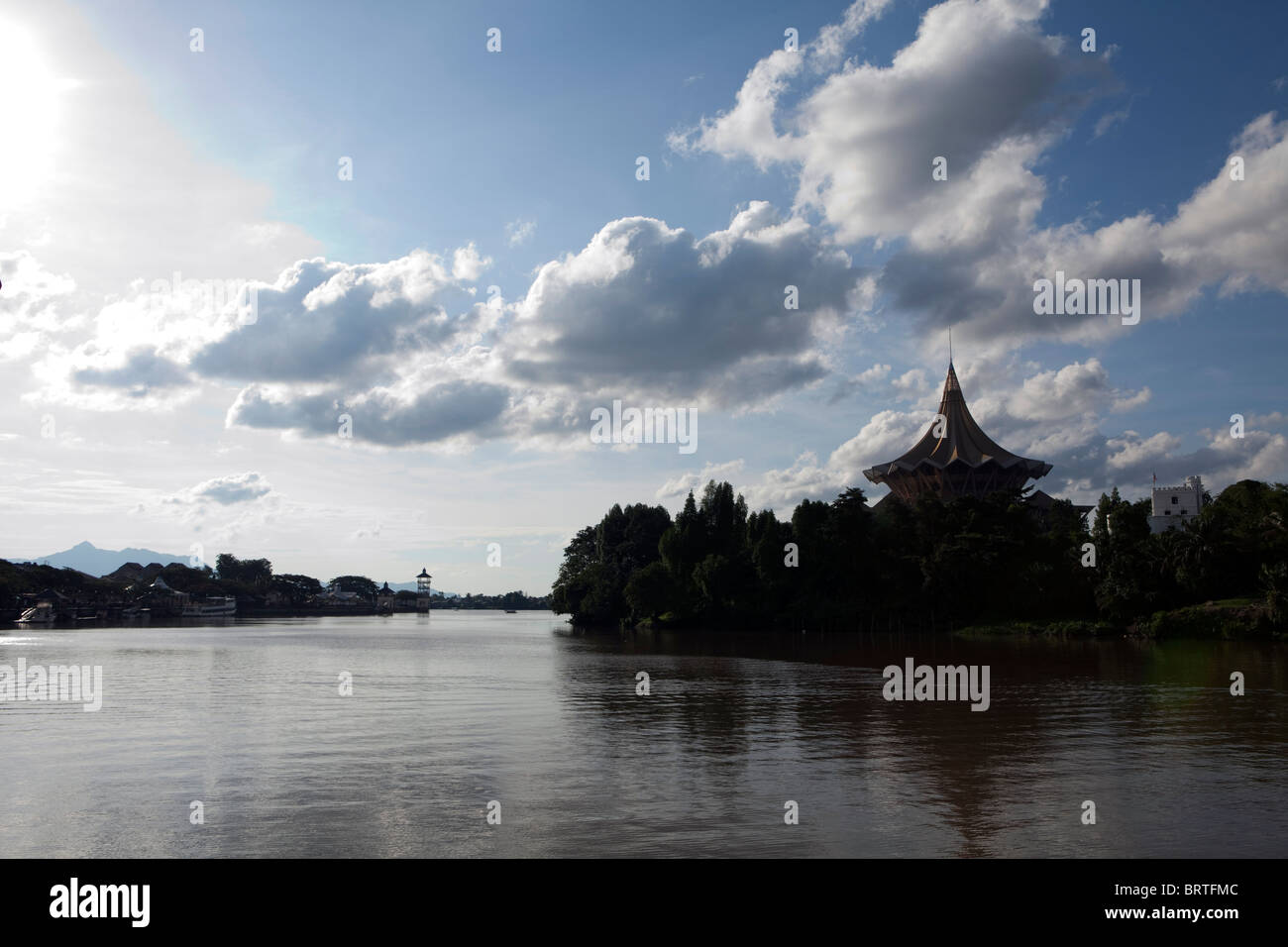 The Kuching River is seen in Kuching, Borneo in Malaysia Stock Photo ...