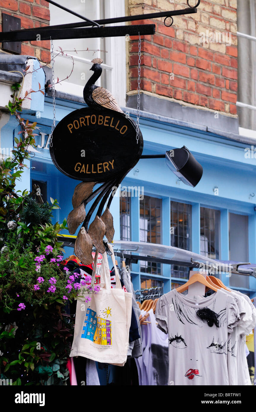 Portobello Gallery shop sign and display, Portobello Road, Notting Hill ...