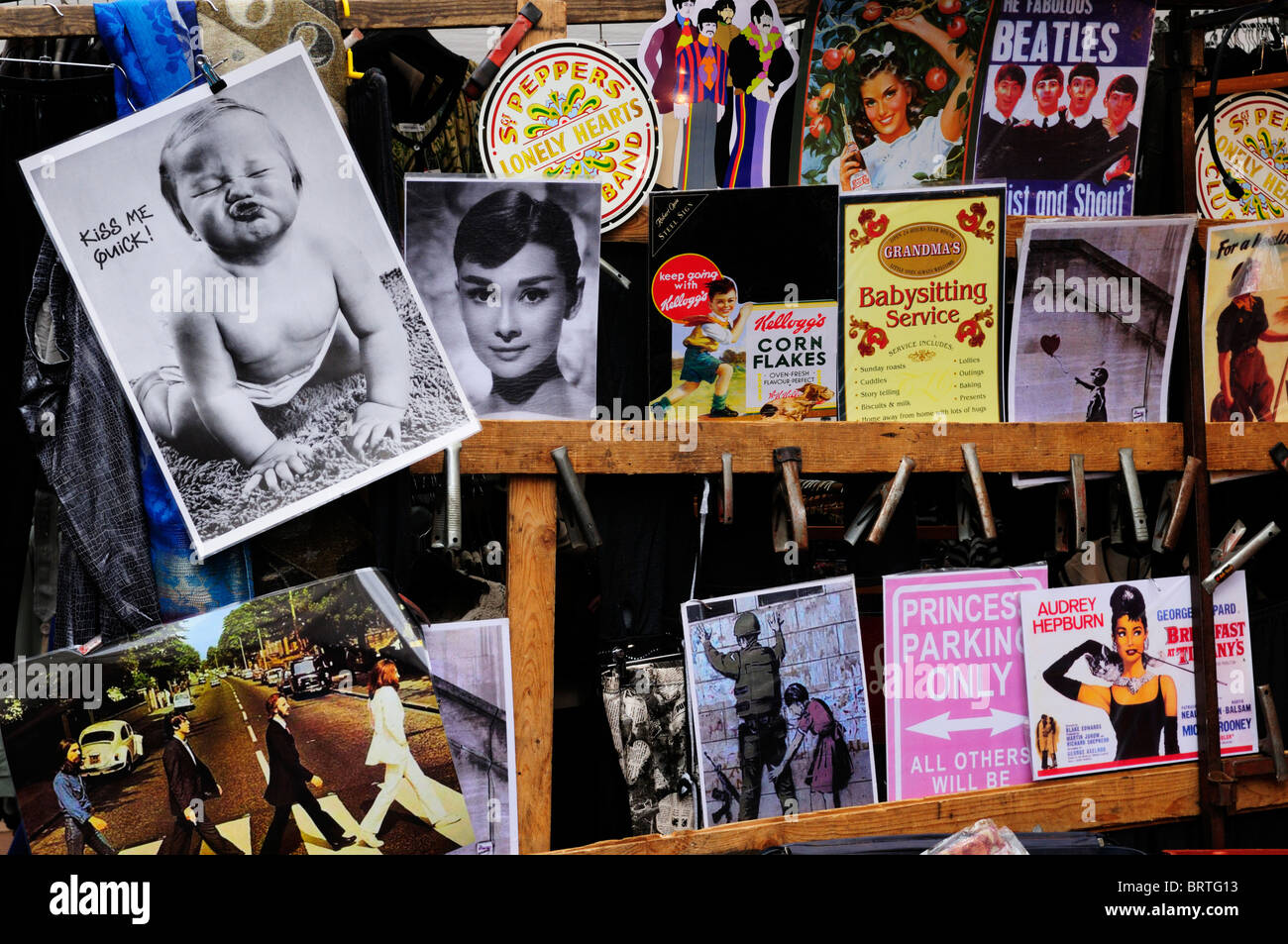 Poster Stall display on Portobello Market, Notting Hill. London ...