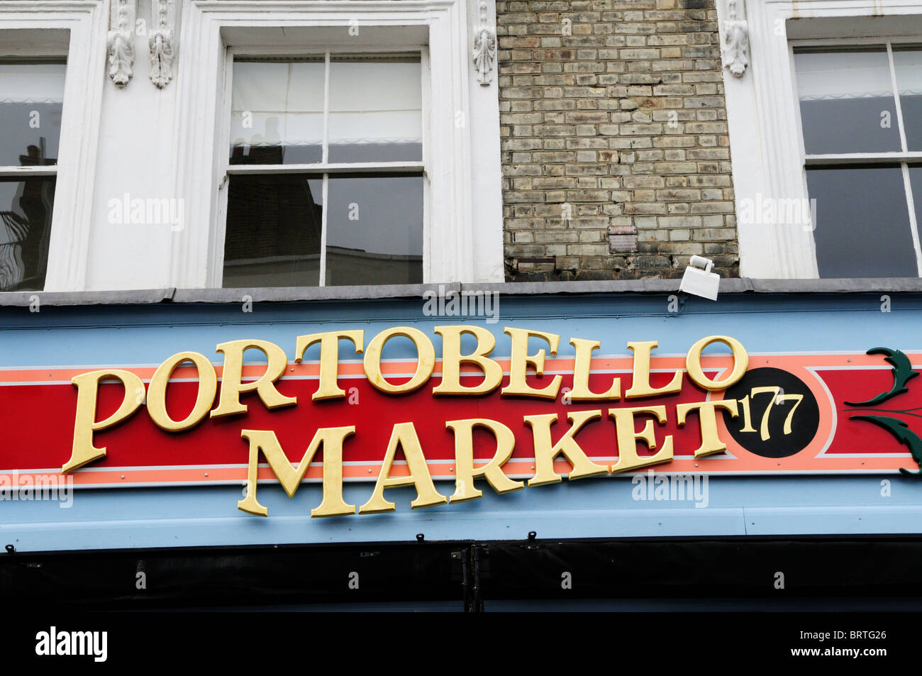 Portobello Market sign, Portobello Road, Notting Hill, London, England ...