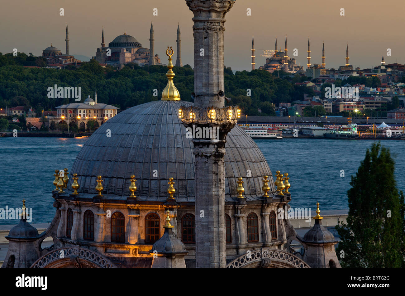 Nusretiye Mosque and historical peninsula at the background with Hagia ...