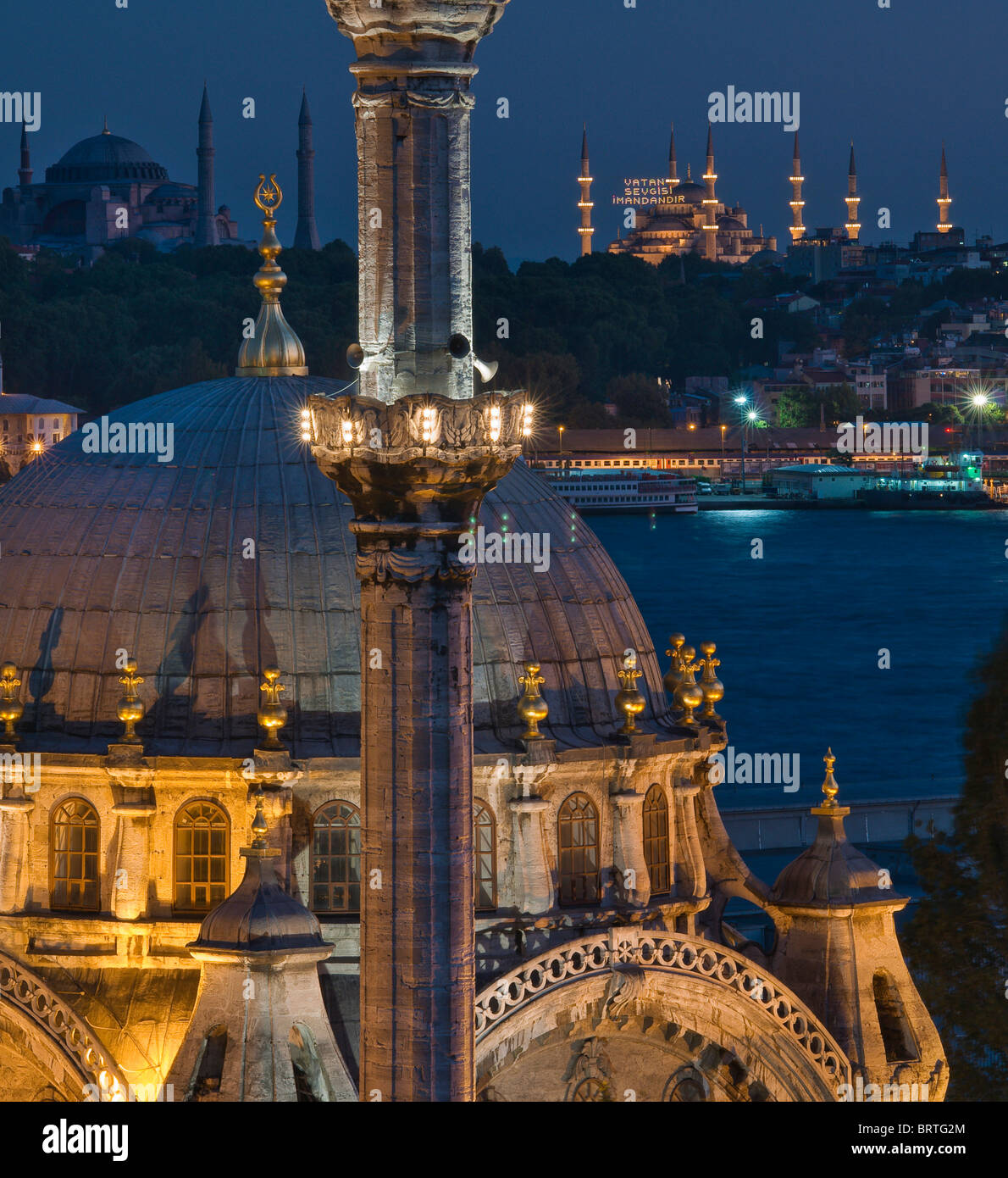 Nusretiye Mosque and historical peninsula at the background with Hagia ...