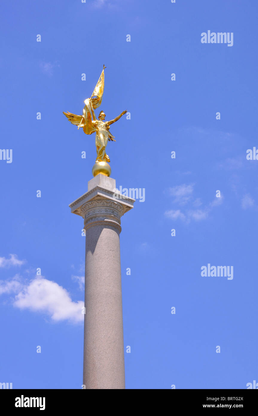 Gold Winged Victory statue at First Division Monument near White House ...
