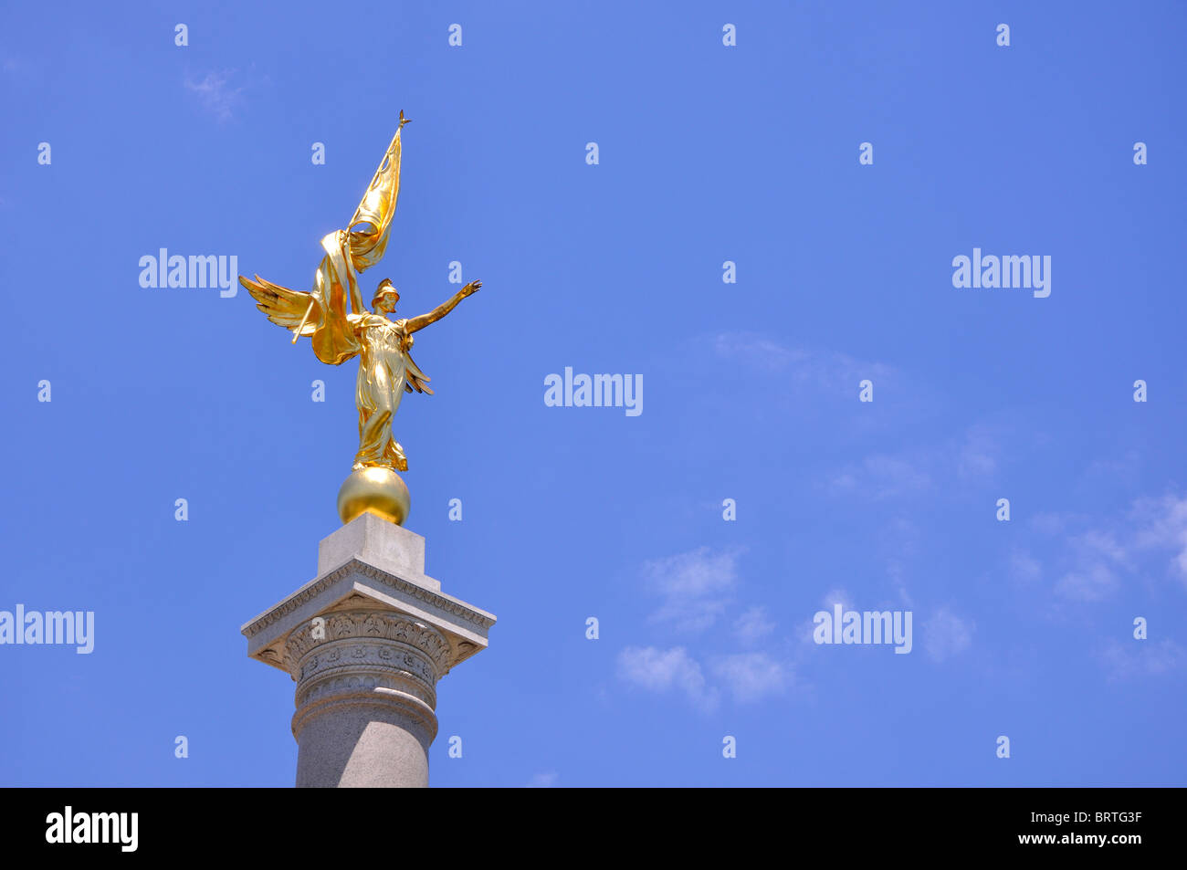Gold Winged Victory statue at First Division Monument near White House ...