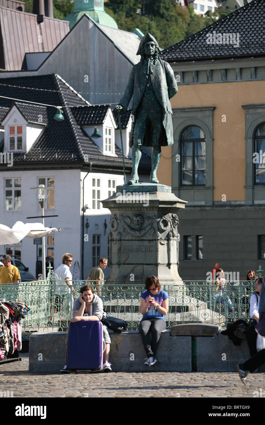 Street in a square in Bergen Norway Stock Photo - Alamy