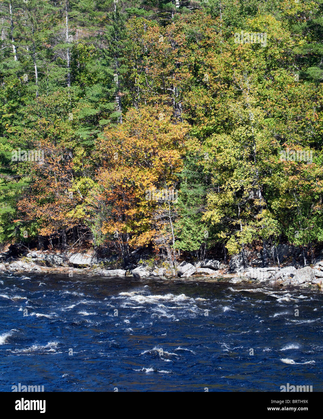 Fall foliage along the Hudson River in the Adirondack State Park New ...