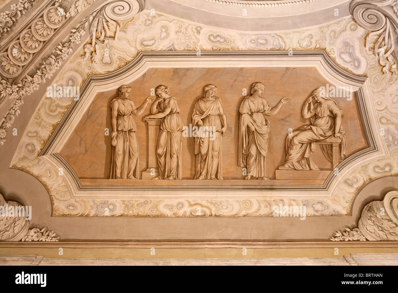 painted ceiling decorated interior Rome Italy Italia Europe European ...