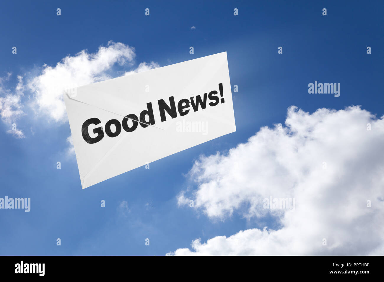 Good News,envelope and blue sky, concept of success Stock Photo - Alamy