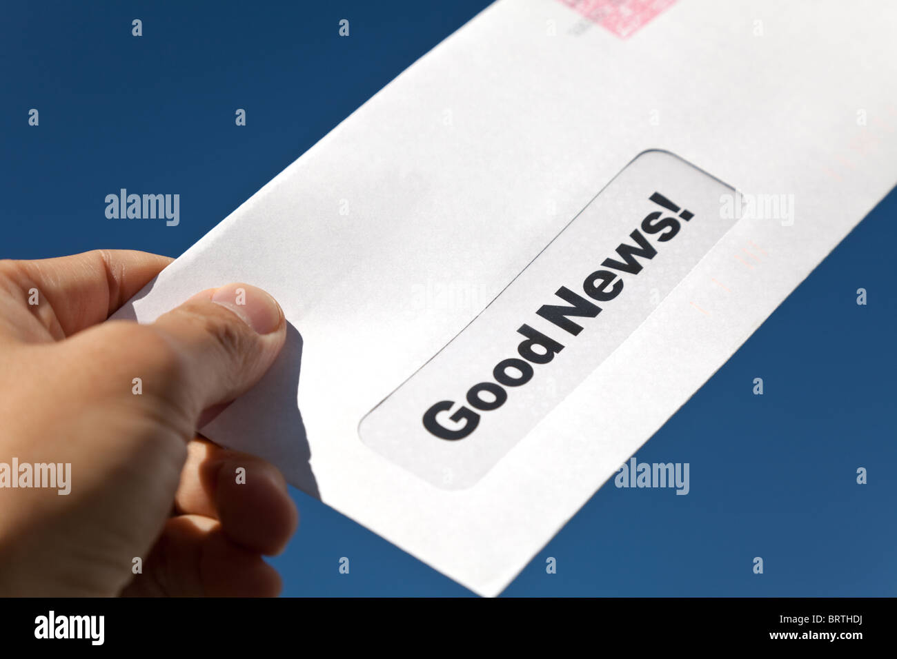 Good News,envelope and blue sky, concept of success Stock Photo - Alamy