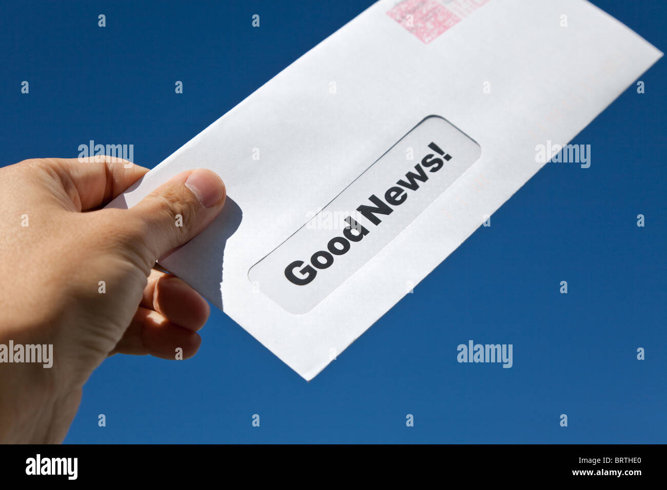 Good News,envelope and blue sky, concept of success Stock Photo - Alamy