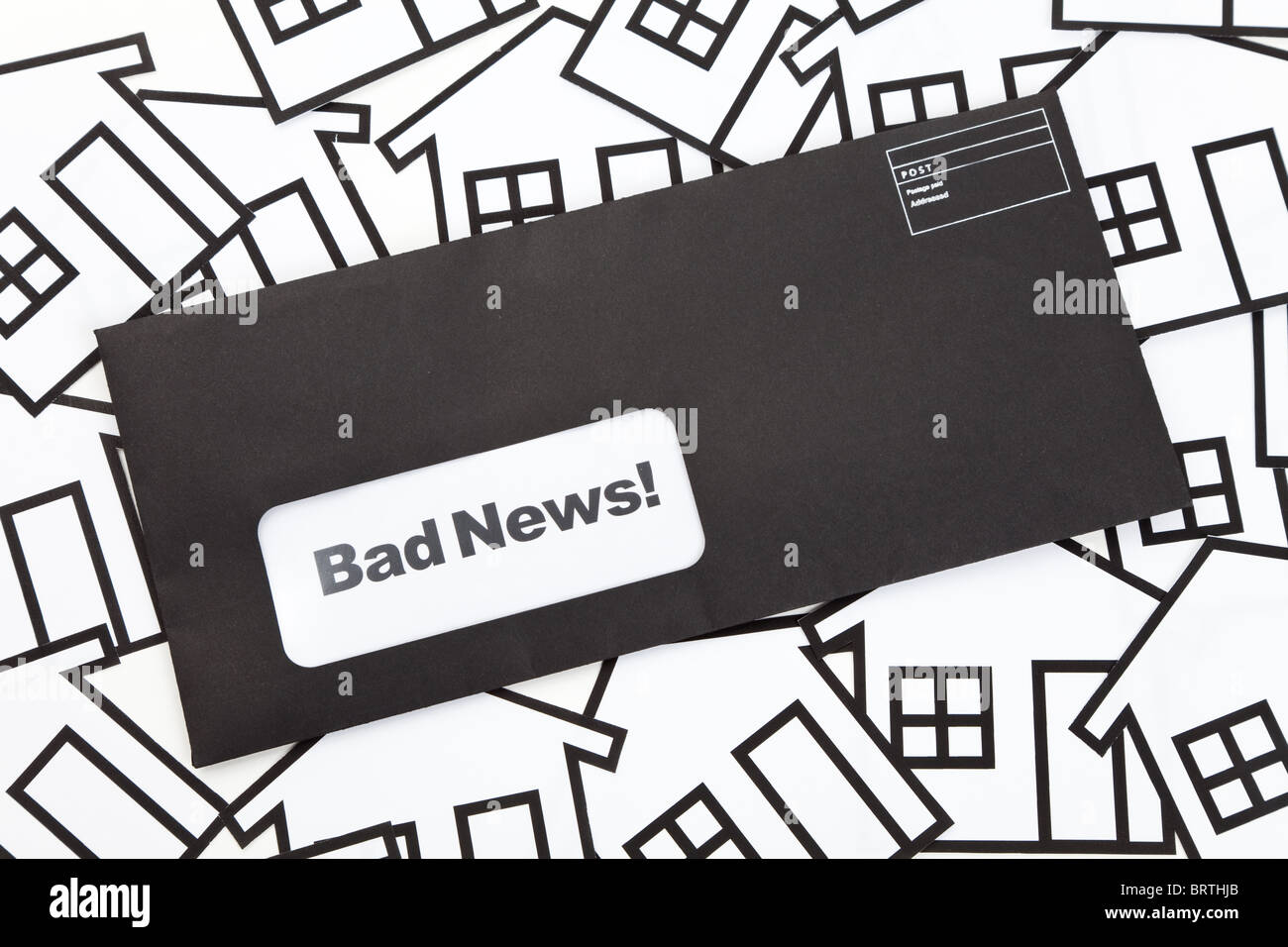 Bad News and Home Sign, concept of failure Stock Photo - Alamy