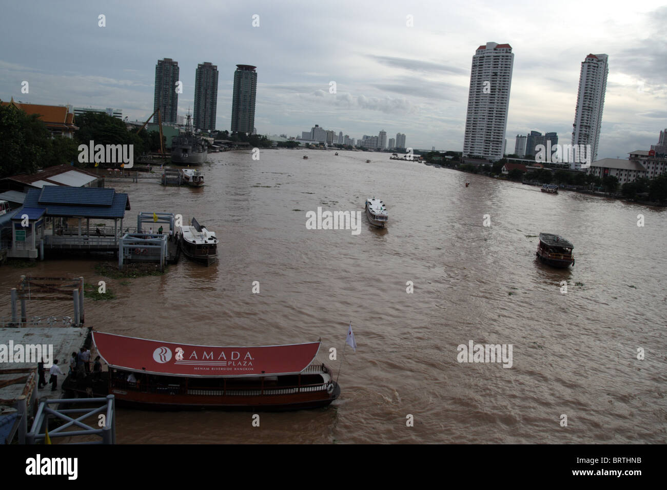 Express boat , Sathorn Pier , Chao Phraya River , Bangkok , Thailand ...