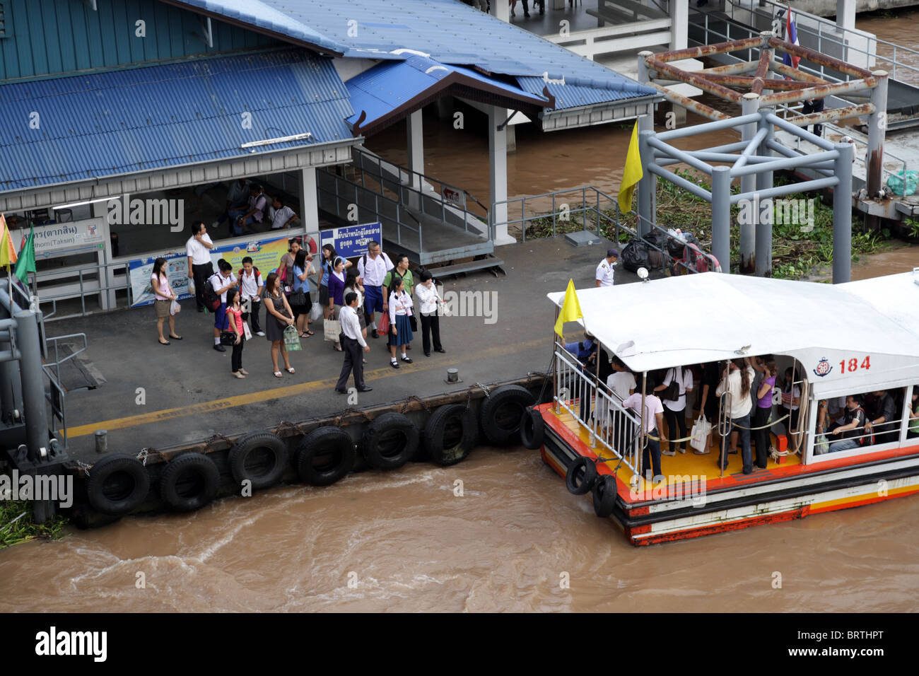 Express boat , Sathorn Pier , Chao Phraya River , Bangkok , Thailand ...