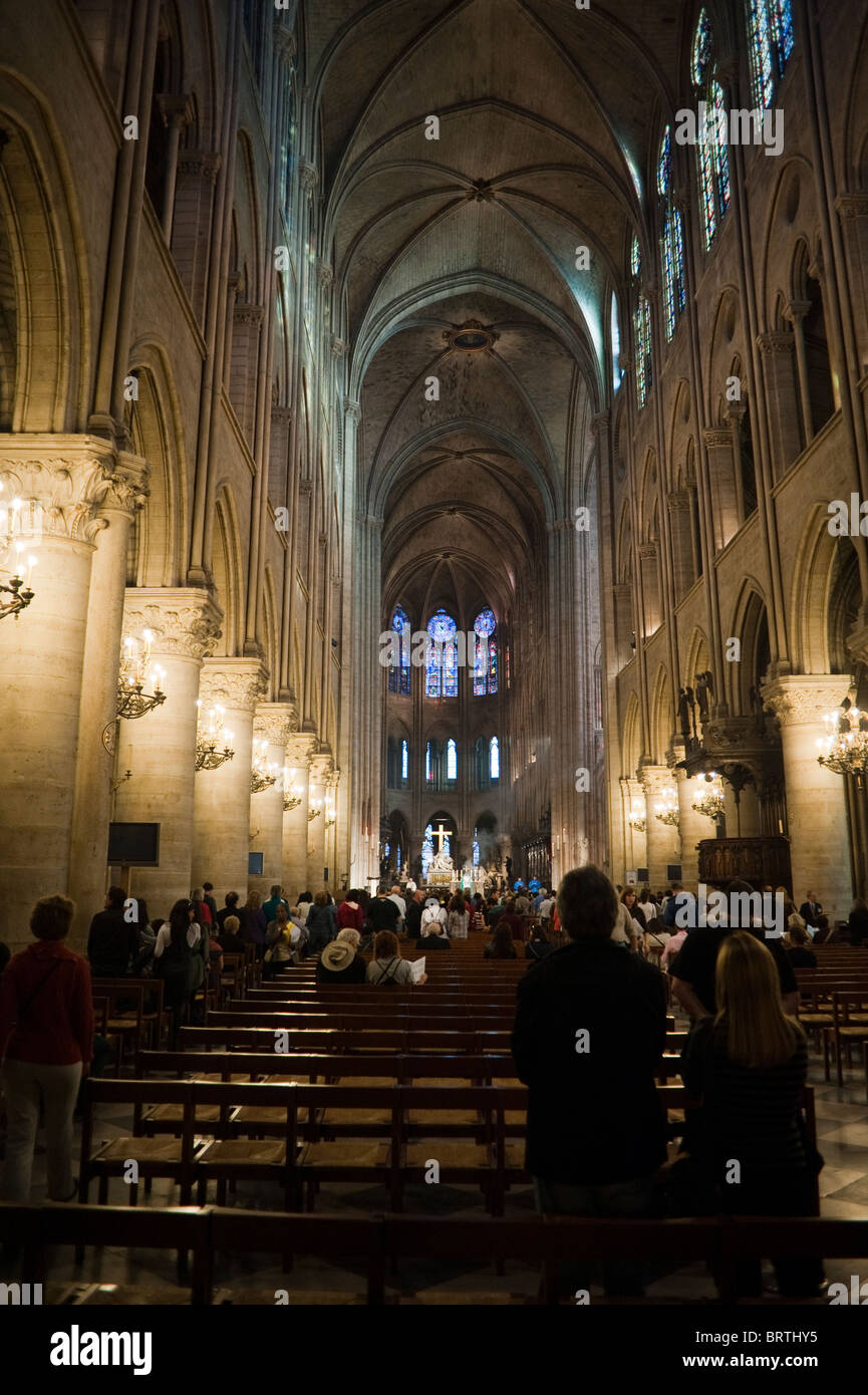 Paris, France - Crowd Worshipers at Mass on Sunday inside Catholic ...