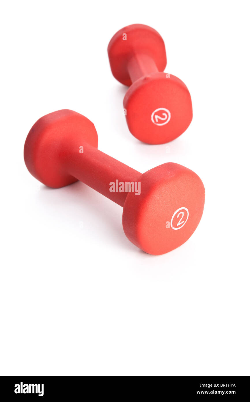 Red Dumbbell close up shot Stock Photo - Alamy