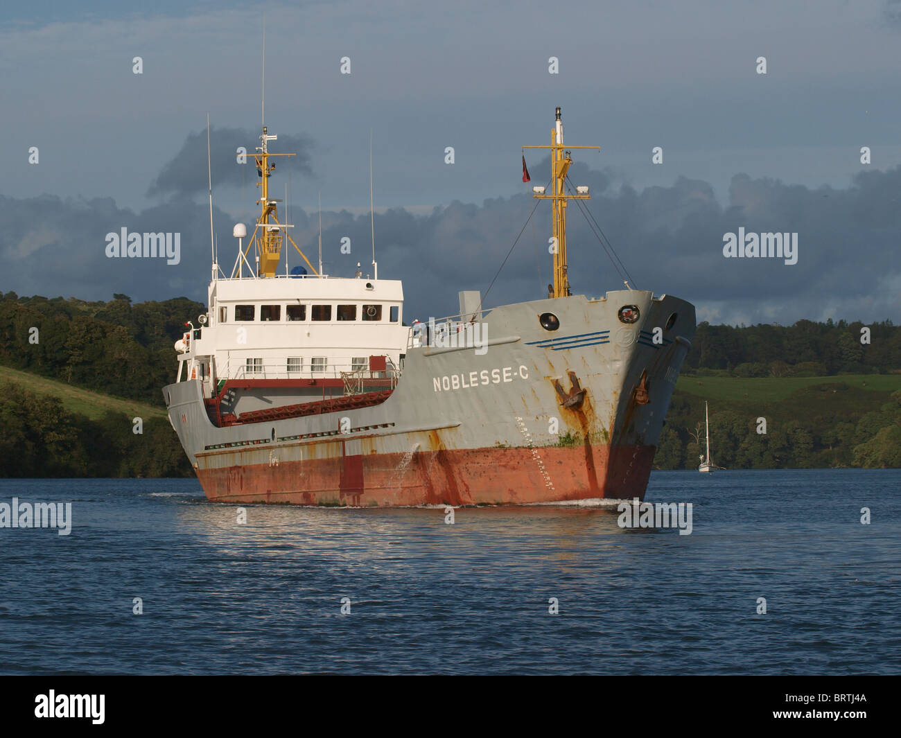 Big ship Turning on River Fal Stock Photo - Alamy