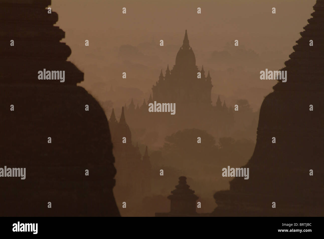 Temple Stupas in Pagan, Burma at Sunrise Stock Photo - Alamy