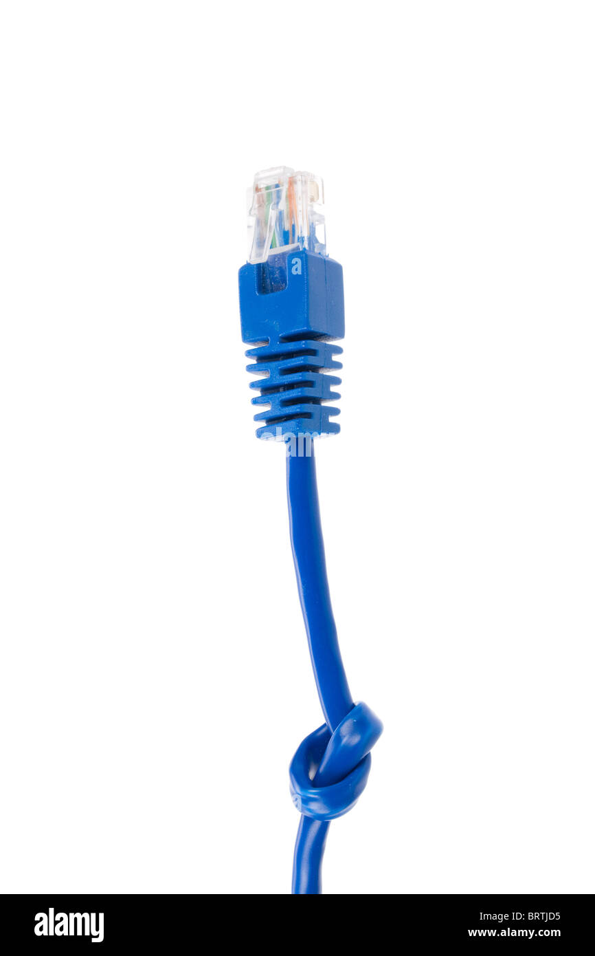 Blue Computer Cable with white background Stock Photo - Alamy