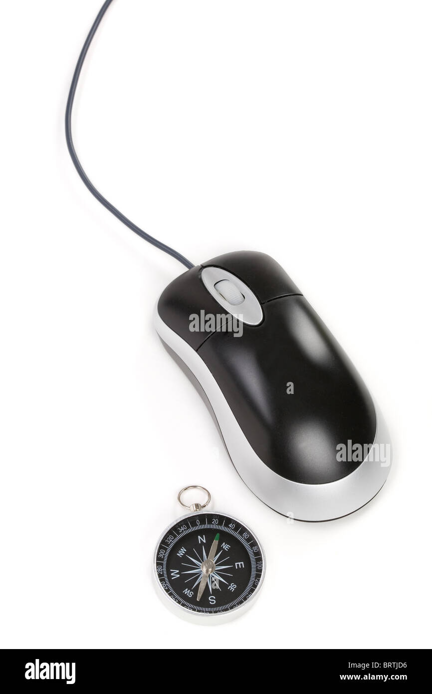 Computer Mouse and Compass, internet concept Stock Photo - Alamy