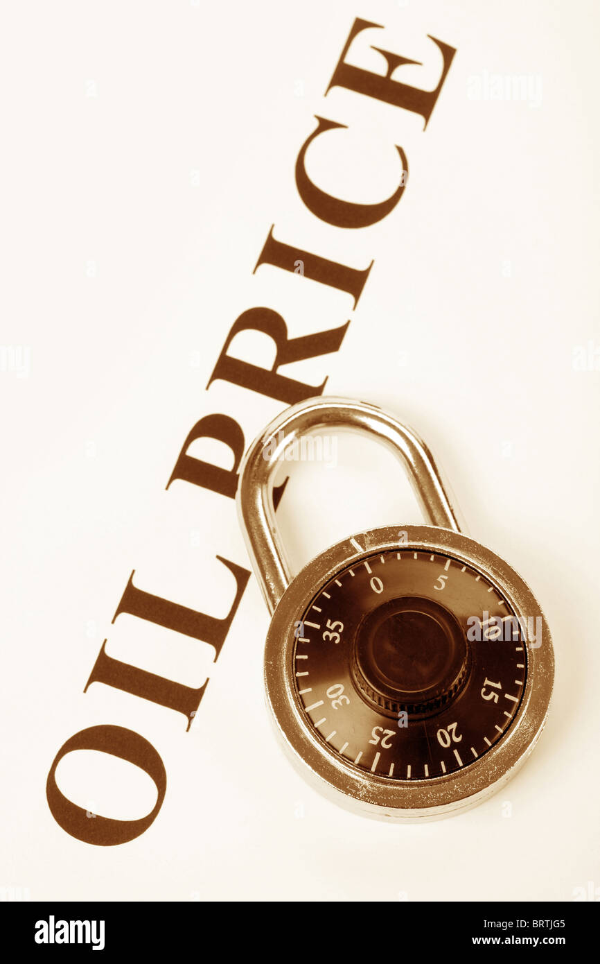 headline oil price and lock, concept of oil price locked Stock Photo ...