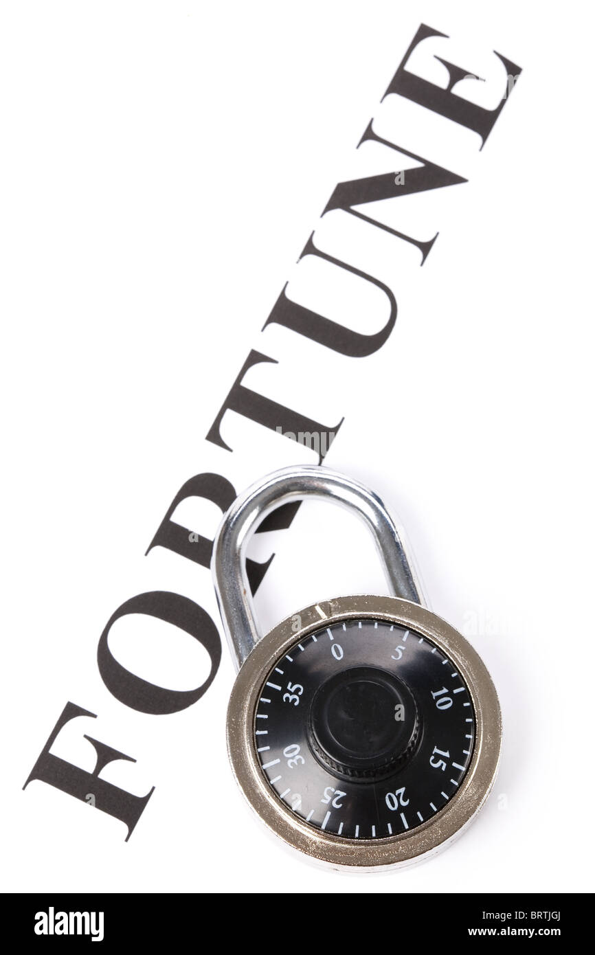 headline fortune and lock, concept of financial protection Stock Photo ...