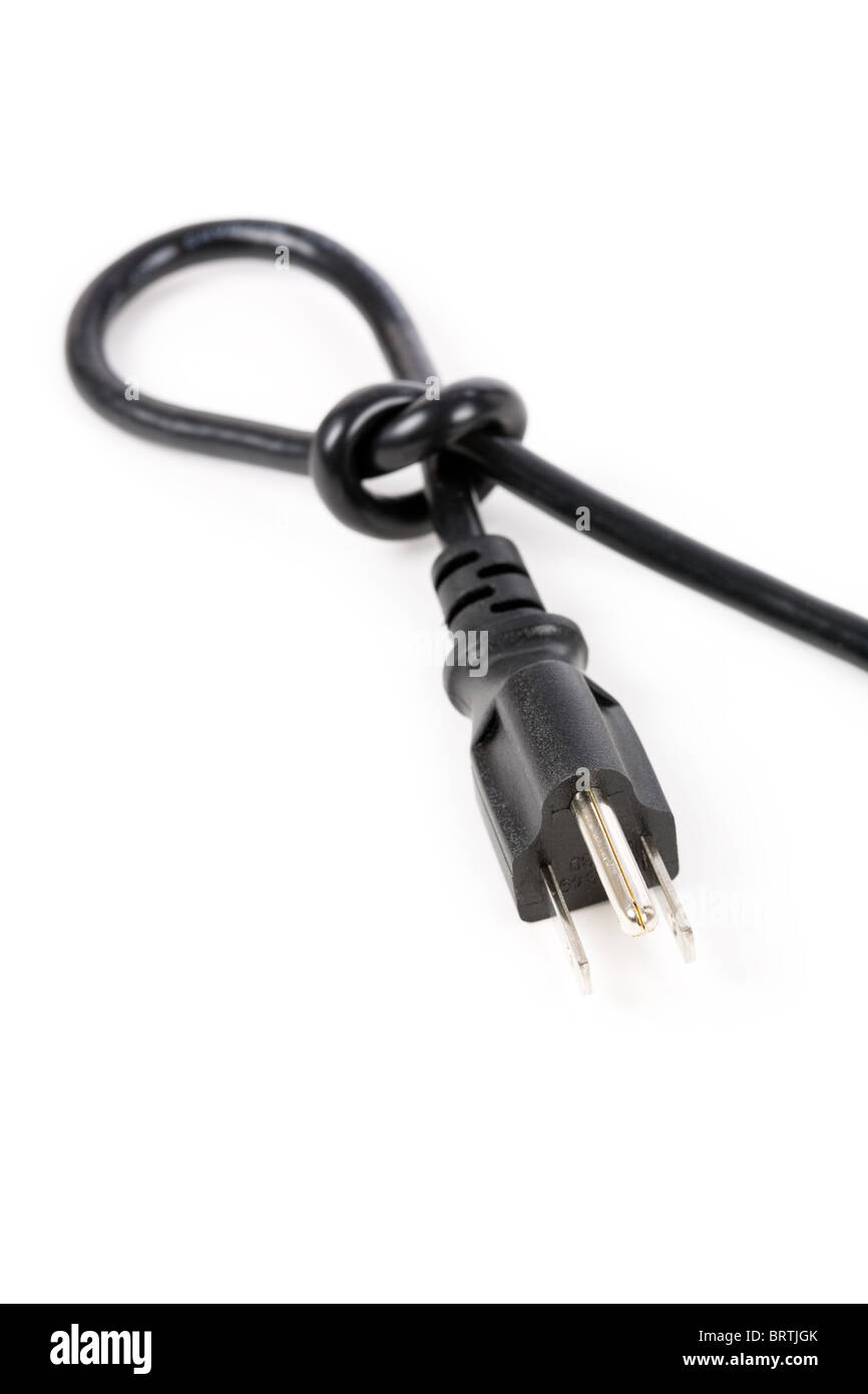 Black Power Cord Plug, concept of Energy-saving Stock Photo - Alamy