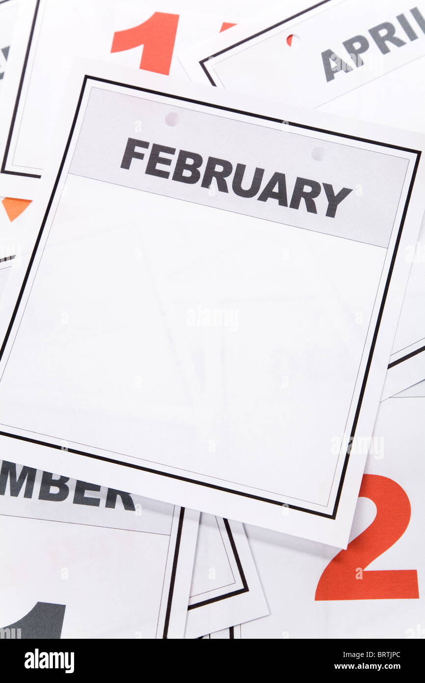 Blank Calendar, February, close up for background Stock Photo - Alamy