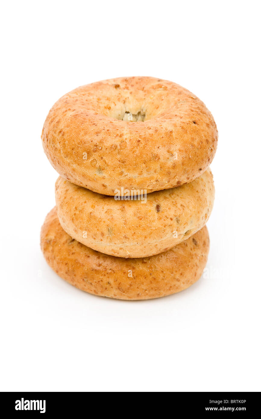 Whole Wheat Bagel with white background Stock Photo - Alamy