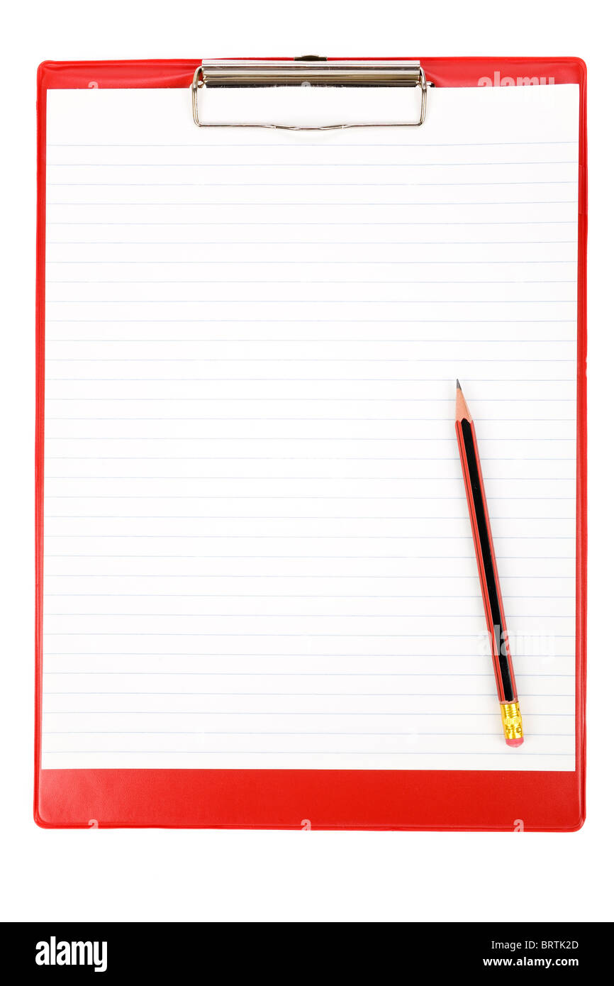Red Clipboard with white background Stock Photo - Alamy