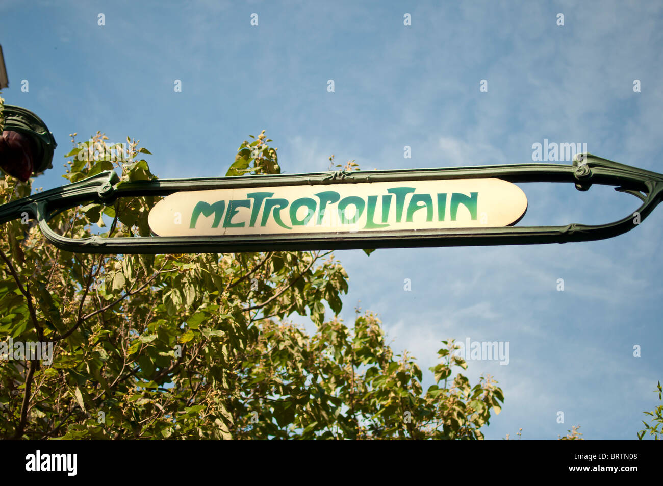 Picture of the old subway entrance indication in Paris Stock Photo - Alamy