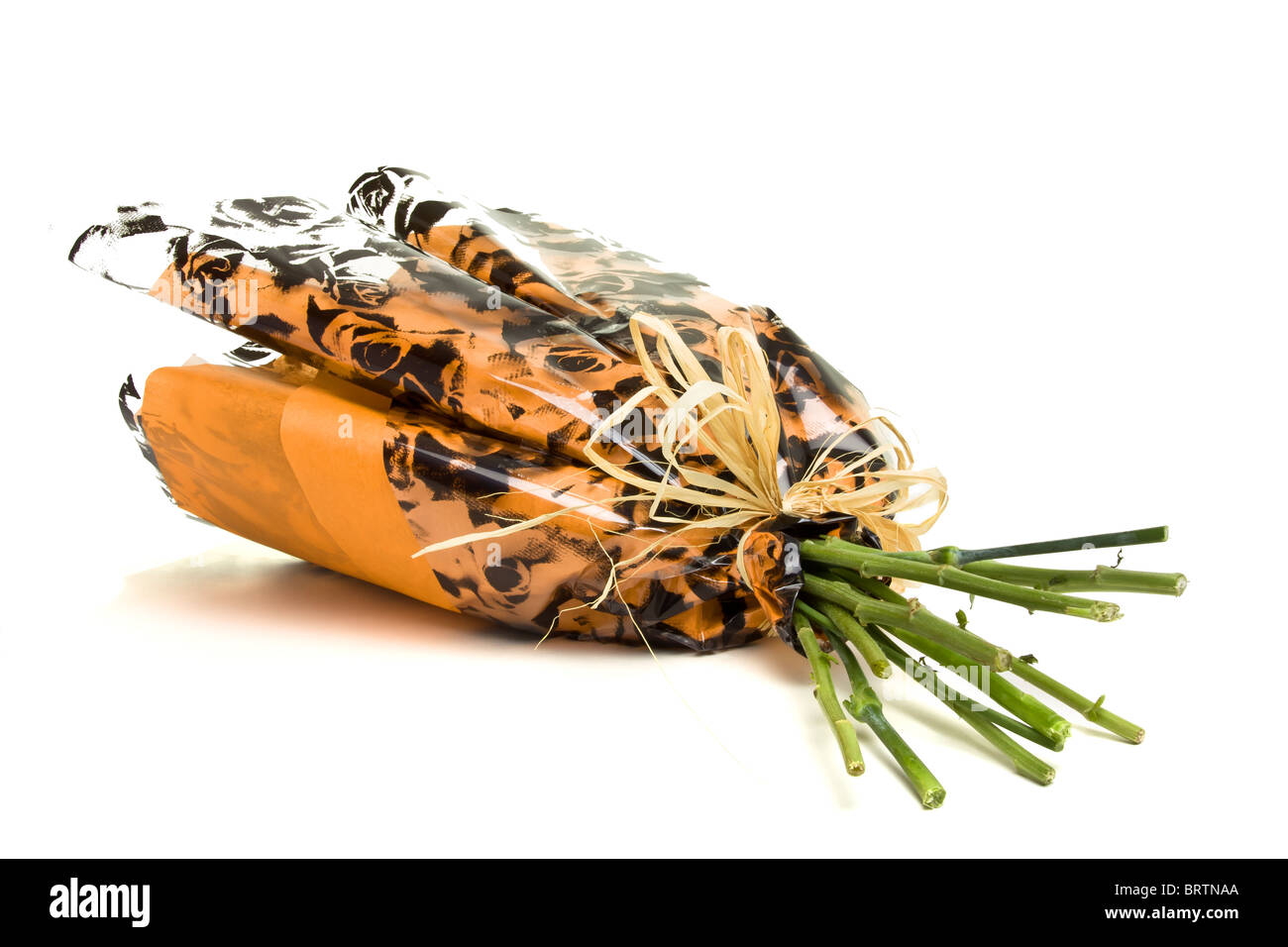 Beautiful Flower Bouquet wrapped in cellophane and tied with a bow ...