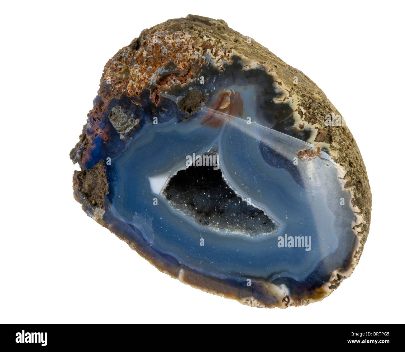 Polished Geode with Quartz Crystal Core Stock Photo - Alamy