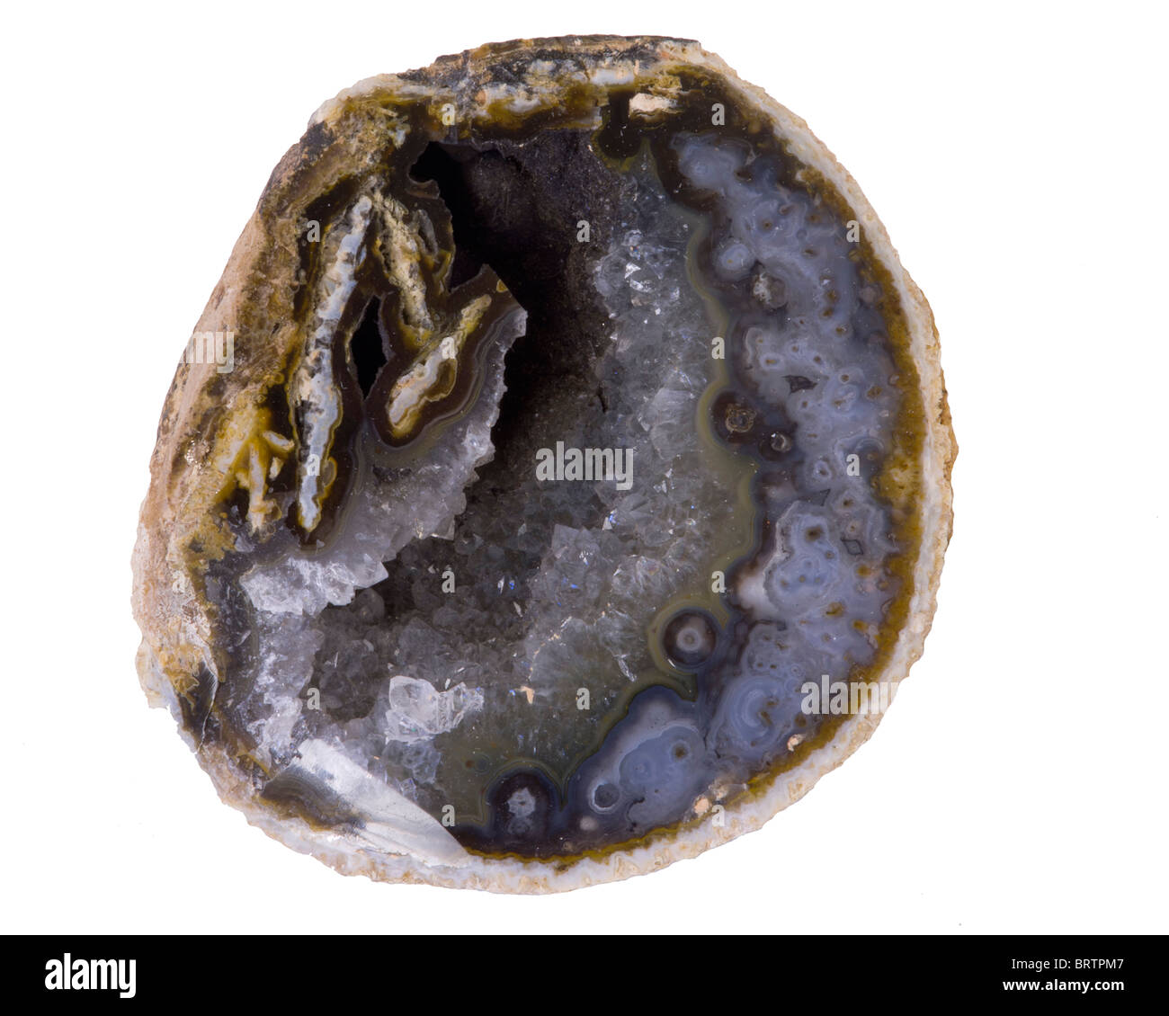 Polished Geode with Quartz Crystal Core Stock Photo - Alamy