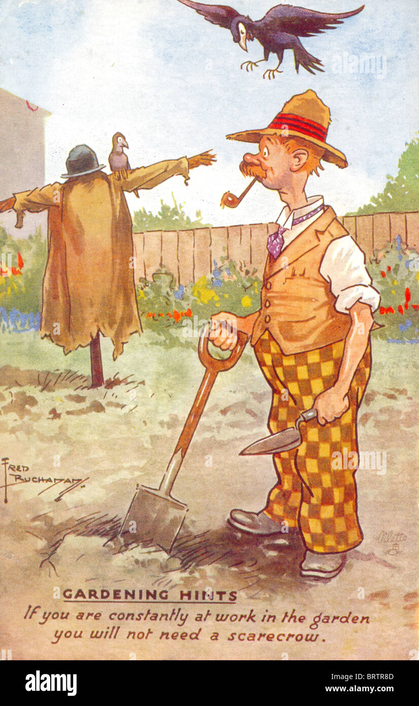 Picture postcard Gardening Hints by Fred Buchanan Stock Photo - Alamy