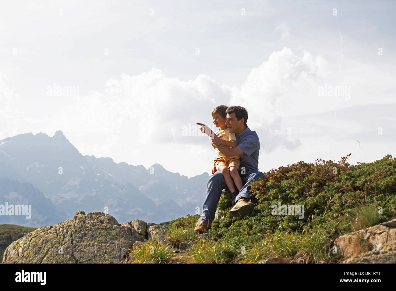 Family excursion to mountains Stock Photo - Alamy