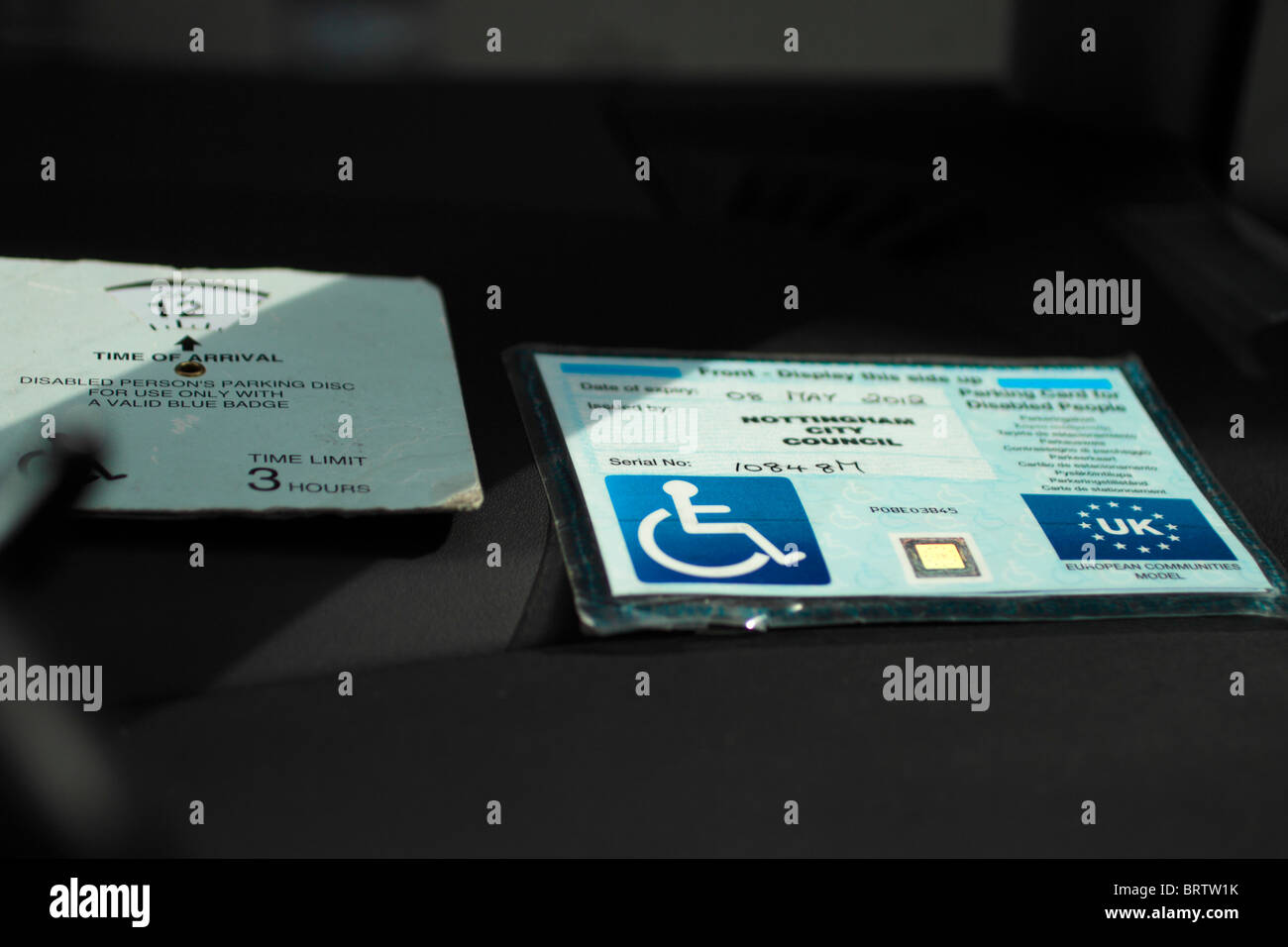 Disabled Blue Badge as issued by Nottingham City Council, part of the ...