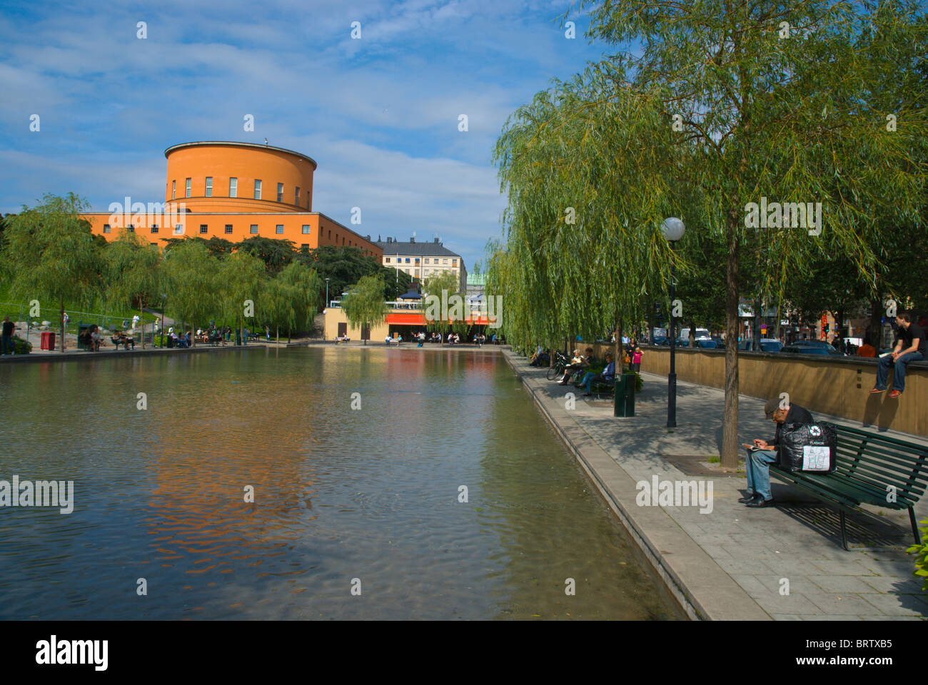 Pool of water along Sveavägen Vasastaden central Stockholm Sweden ...