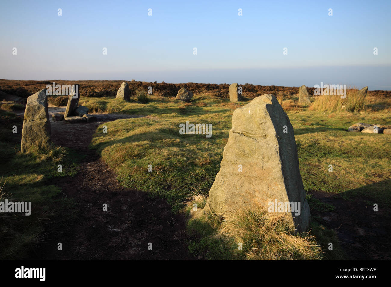 The "Twelve Apostles" standing stones on Rombold's Moor, Ilkley Moor ...