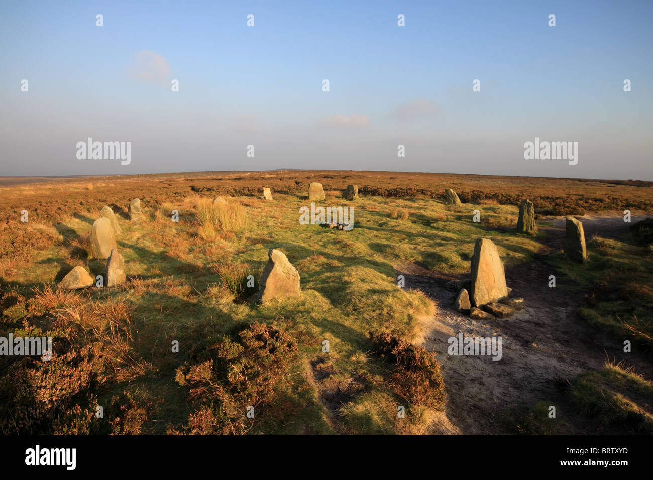 The "Twelve Apostles" standing stones on Rombold's Moor, Ilkley Moor ...