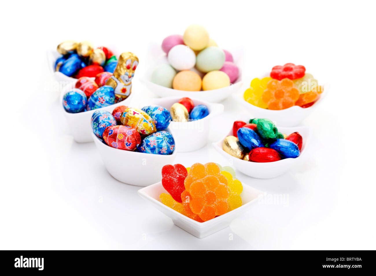 Chocolate easter eggs and jelly sweets Stock Photo - Alamy