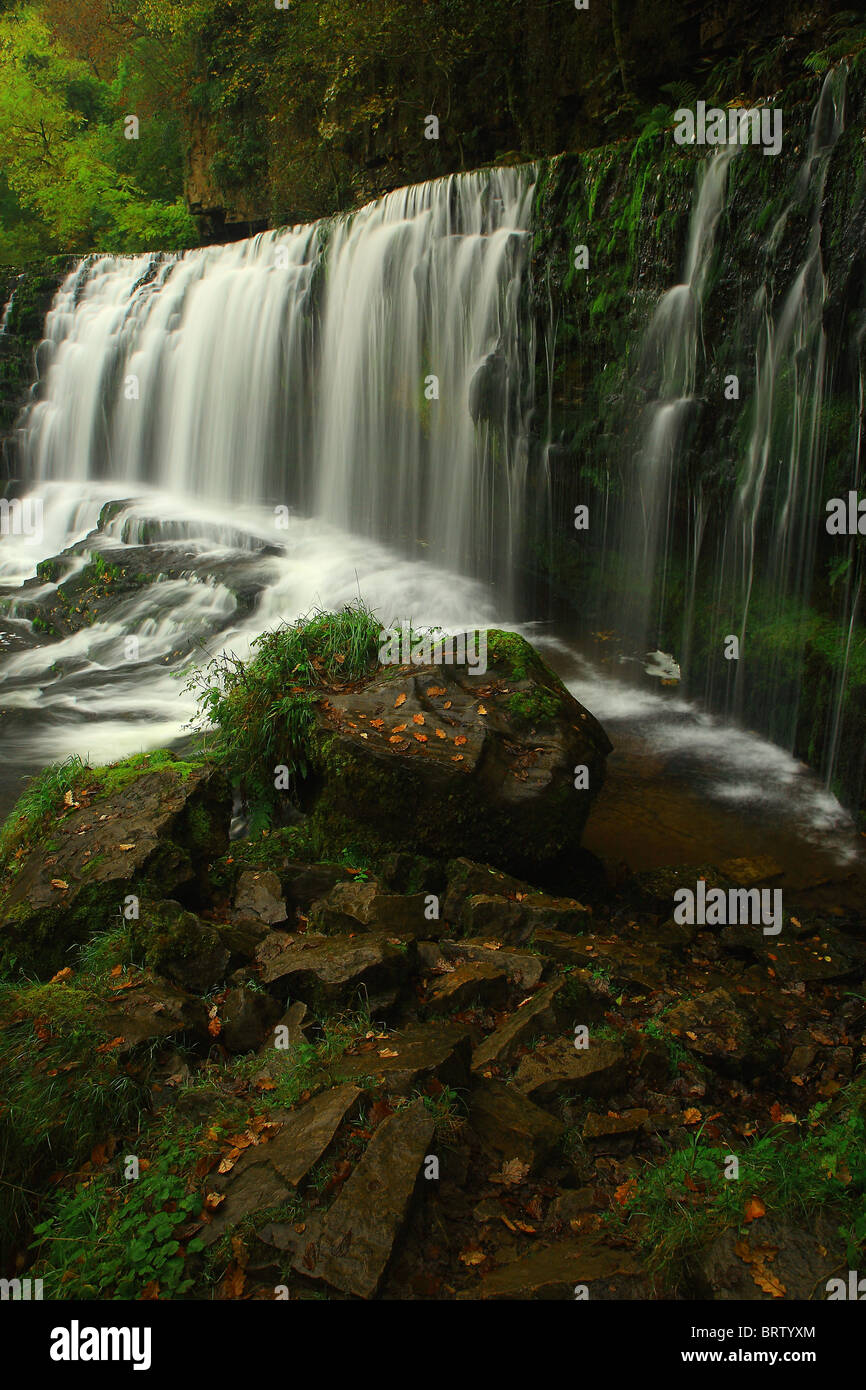 Sgwd Isaf Clun gwyn Waterfalls. Vale of Neath; South Wales; United ...