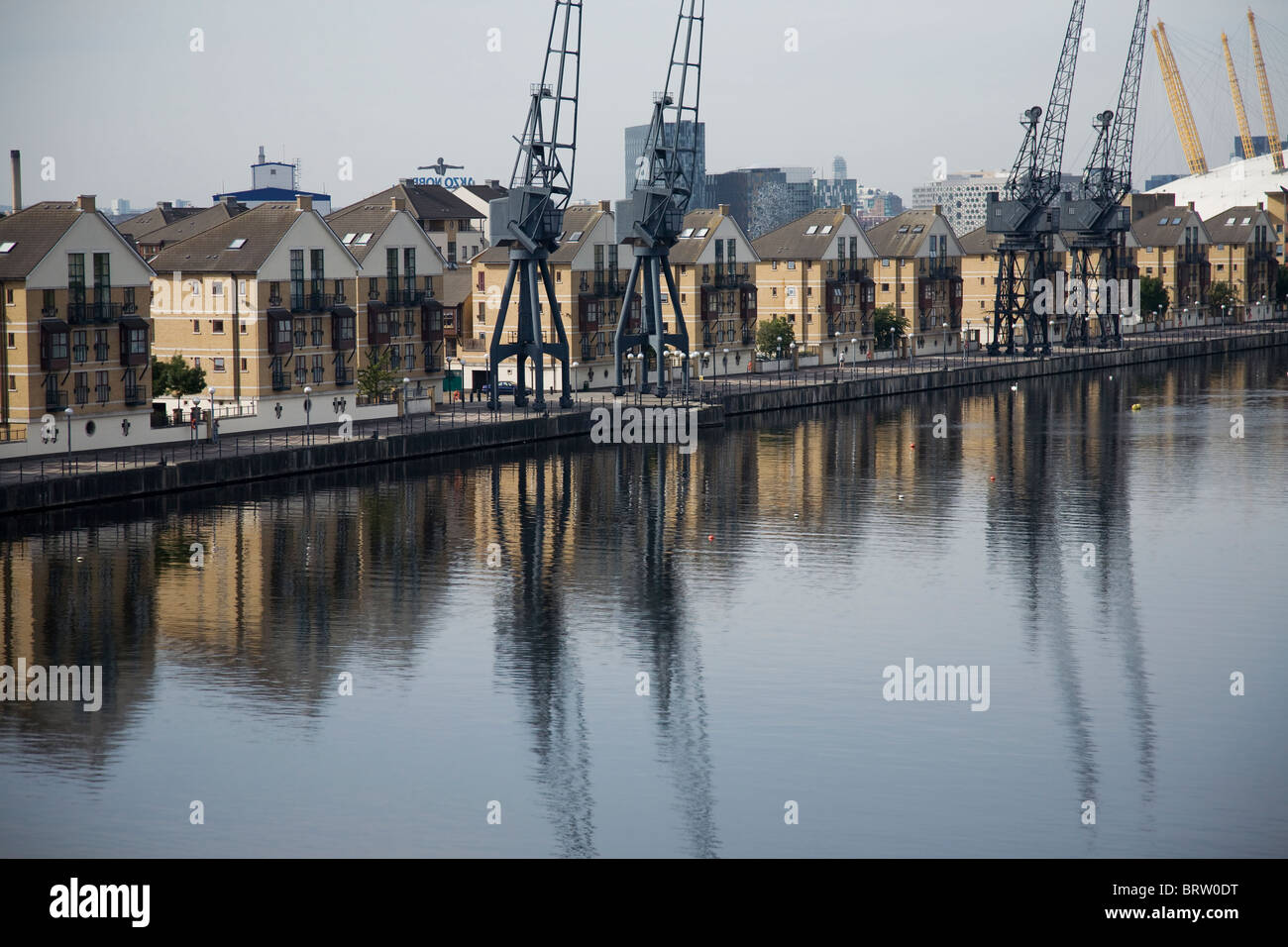 Royal Victoria Dock in London Docklands with warehouse apartments and ...
