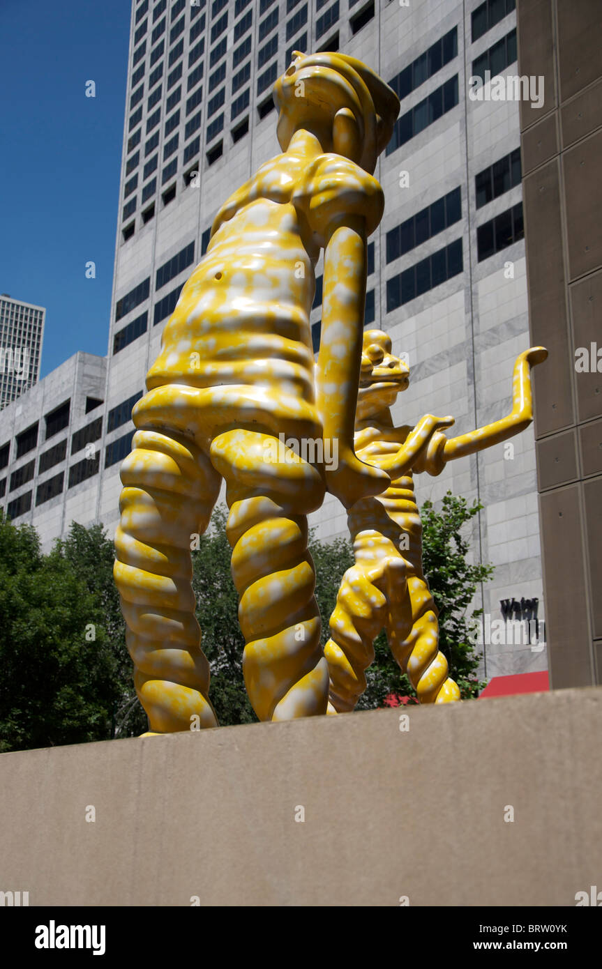 Colorful statues outside the MCA (Museum of Contemporary Art, Chicago ...