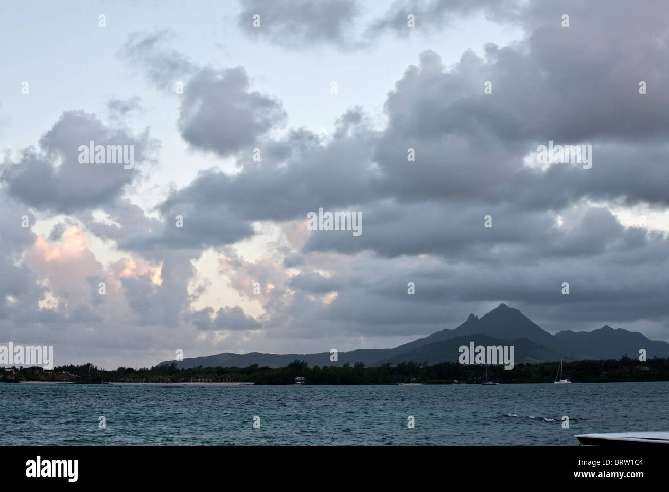 Mauritius beach at sunset Stock Photo - Alamy